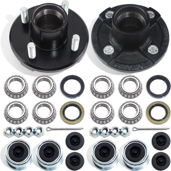2 Sets x 4 on 4'' Trailer Hub Kit for 2000 lbs 1" or 1-1/16" - MotoMarine
